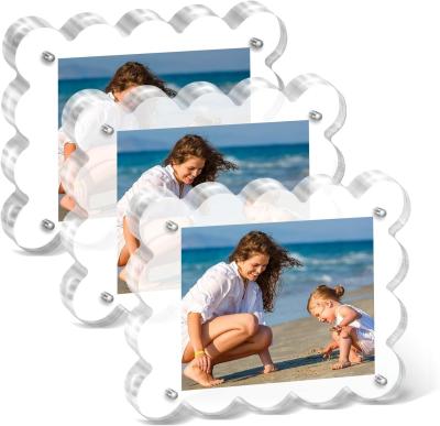 China Double Sided Acrylic Photo Frame Clear Frameless With Magnetic Desktop Transparent for sale