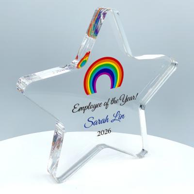 China 25mm Thick Star Acrylic Award Plaques Custom Crystal Perspex Trophies For Recognition Achievement for sale