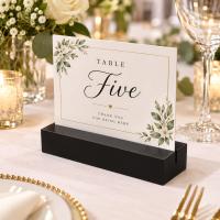 China Custom Acrylic Display Stands With Slot Card Holder Table Plexiglass Display For Wedding Restaurant Event for sale