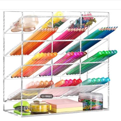 China Clear Acrylic Display Rack For Pen Pencil Cosmetics Acrylic Storage Display Holder for sale