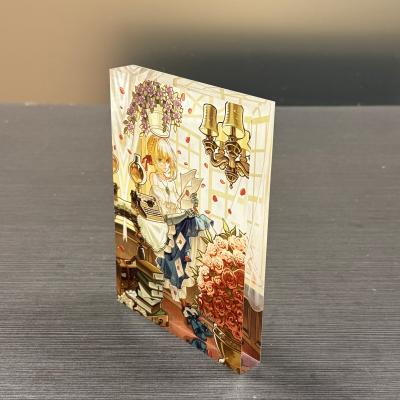 China 5x7 Inch Custom Acrylic Block UV Printing Clear Double Sided Acrylic Photo Block Plaque for sale