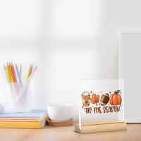China 4x4 Inch Scratch Resistant Wooden Acrylic Stand With Tabletop Mounting For Home And Office Decor for sale