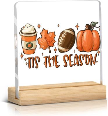 China 4x4 Inch Scratch Resistant Wooden Acrylic Stand With Tabletop Mounting For Home And Office Decor for sale