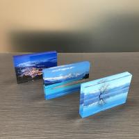 China Clear Solid Acrylic Photo Block Frame Square For Tabletop Perspex Photo Block for sale