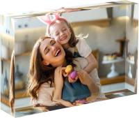 China Clear Custom Acrylic Block Photo Frame Rectangular Shape Tabletop Mounting Type for sale
