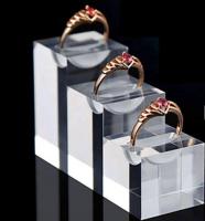 China Hand Ring Slotted Clear Acrylic Block White Acrylic Jewelry Display Holder for sale