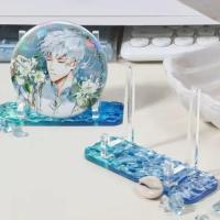 China Photocards Water Ripple Pattern Base Acrylic Display Stands For Badges And Acrylic Blocks for sale
