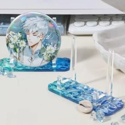 China Photocards Water Ripple Pattern Base Acrylic Display Stands For Badges And Acrylic Blocks for sale