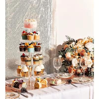 China 6-layer Circular Acrylic Transparent Paper Cupcake Stand Wedding and Birthday Display Stand for sale