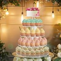 China 6-layer Circular Acrylic Transparent Paper Cupcake Stand Wedding and Birthday Display Stand for sale