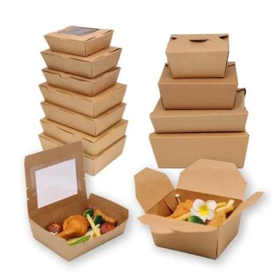 China Leak Proof Takeout Food Box Kraft Disposable Lunch Box Paper Food Container for sale