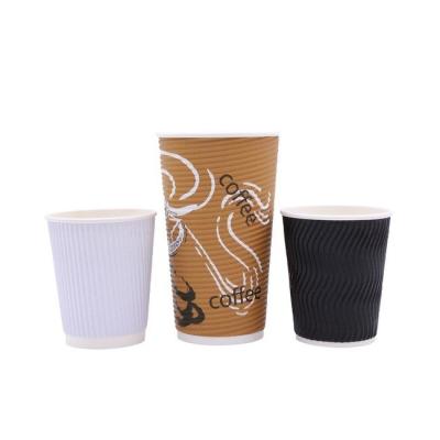 China Ripple Wall Paper Coffee Cup ISO9001 Reusable For Hot Drink for sale