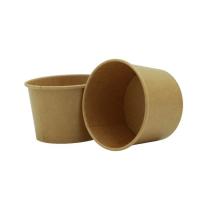 China 14oz Brown Ice Cream Paper Cup Biodegradable OEM With Dome Lid for sale