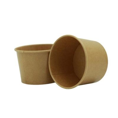 China 14oz Brown Ice Cream Paper Cup Biodegradable OEM With Dome Lid for sale