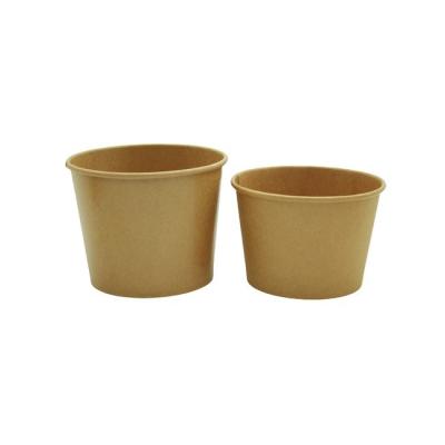 China Microwavable Safe Brown 16 Oz Paper Soup Cups Kraft Paper Soup Containers for sale