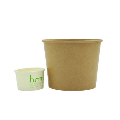 China 12 OZ Customized Ice Cream Soup Cups Paper Disposable Sundae Bowls Kraft Paper Hot Cold Snack Yogurt Dessert Small Cups for Ice Cream Baby Shower Party Supplies, Brown Disposable Bowls for sale