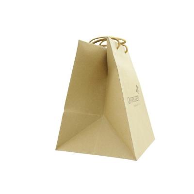 China Customized Grocery Bags with Handles 12x7x17 Inch Kraft Paper bags for Grocery Gift and Takeout Use for sale