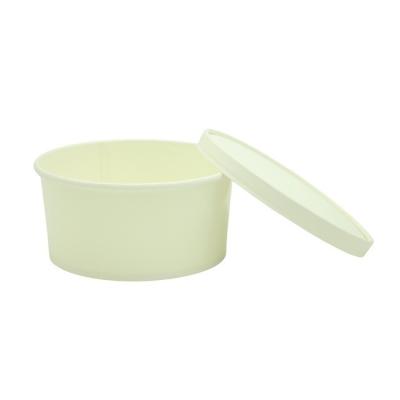 China 20Oz Customized White or Brown Disposable Soup Bowls Paper Soup Containers with Lids for Dessert Yogurt Ice Cream for sale