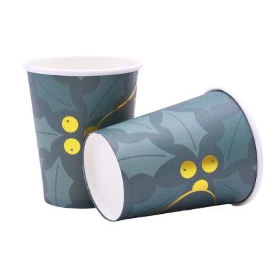 China Disposable Coffee Cups 8 oz Paper Coffee Cups with Gold Foil Printing for Hot & Cold Beverages for sale