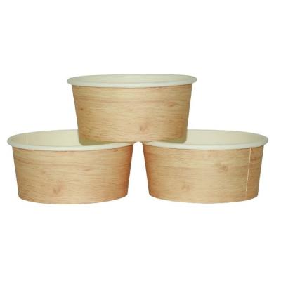 China 12oz Brown Disposable Dessert Bowls with Lids for Hot or Cold Food Paper Snack Containers for Frozen Yogurt Soup for sale