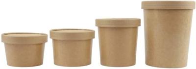 China Soup Cups Paper 12oz Disposable Sundae Bowls Kraft Paper Hot Cold Snack Yogurt Dessert Small Cups for Ice Cream for sale
