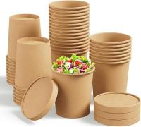 China Soup Cups Paper 12oz Disposable Sundae Bowls Kraft Paper Hot Cold Snack Yogurt Dessert Small Cups for Ice Cream for sale