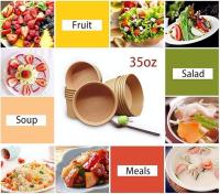 China 1100ML 35OZ Large Paper Bowls Disposable Salad Bowls Party Supplies for Hot Cold Food Soup for sale