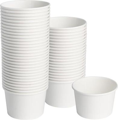 China White Paper Ice Cream Cups 8oz Disposable Dessert Bowls for Hot or Cold Food Lids Not Included Paper Snack Containers for Sundae Frozen Yogurt Soup for sale