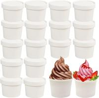 China White Paper Ice Cream Cups 8oz Disposable Dessert Bowls for Hot or Cold Food Lids Not Included Paper Snack Containers for Sundae Frozen Yogurt Soup for sale