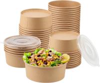 China OEM Customized Kraft Paper Bowls with Lids Disposable Soup Salad Bowls Party Supplies to Go Food Container for Party Dessert Ice Cream Yogurt for sale