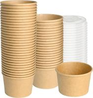 China 8oz Disposable Dessert Bowls with Lids for Hot or Cold Food Paper Snack Containers for Sundae Frozen Yogurt Soup for sale