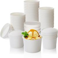China 4oz White Paper Soup Containers with Lids Disposable Paper Food Containers with Vented Lid Kraft Ice Cream Cake Dessert Cups Soup Bowl for Party Hot Food Fruit for sale