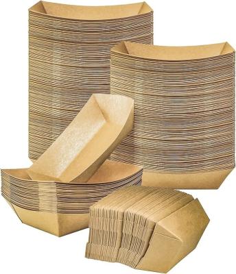 China 2lb Brown Paper Food Trays Heavy-Duty Paper Food Boat Disposable Serving Basket Tray for French Fries Nachos Snack Hot Dog Taco BBQ Popcorn Party Picnic Wedding Party for sale