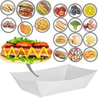 China White Paper Food Trays Heavy-Duty Paper Food Boat Disposable Serving Basket Tray for French Fries Nachos Snack Hot Dog Taco for sale