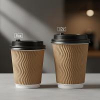 China Anti Scald Double Layer Insulated Disposable Coffee Cup Leak Resistant Lid 8oz 12oz for sale