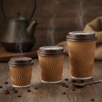 China Corrugated Ripple Wall Insulated Paper Cup Leak Proof Design Hot Coffee 12oz 16oz 20oz for sale