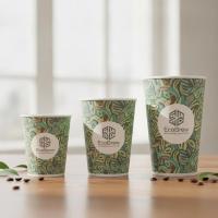 China 360 Degree Full Wrap Printed Paper Cup Custom Logo Biodegradable Coffee 8oz 12oz 16oz for sale