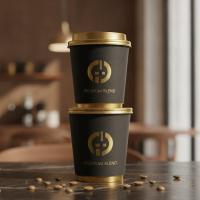 China Foil Stamped Premium Paper Coffee Cup Custom Logo Luxury Hot Drink Takeaway 8oz 12oz for sale