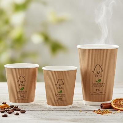 China FSC Certified Virgin Pulp Paper Cup Sustainable Forestry Food Grade Hot Drink 8oz 10oz 12oz for sale