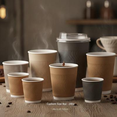 China Double Laminated Insulated Paper Cup Leak Proof Seal Hot Beverage Coffee Custom Size 4oz 20oz for sale