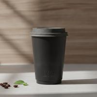 China Fully Degradable Matte Black PLA Coffee Cup Biodegradable Eco Friendly -10C to 100C 12oz for sale