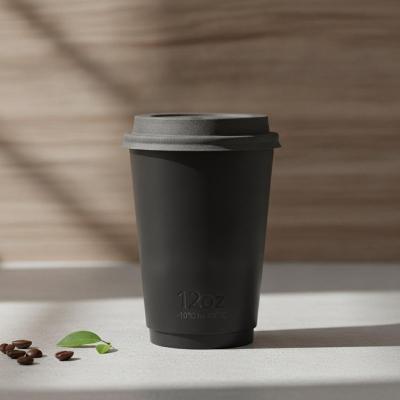 China Fully Degradable Matte Black PLA Coffee Cup Biodegradable Eco Friendly -10C to 100C 12oz for sale