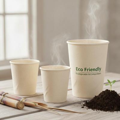 China Eco Friendly Sugarcane Bagasse Paper Cup Biodegradable Compostable Hot Drink 8oz 10oz 12oz for sale