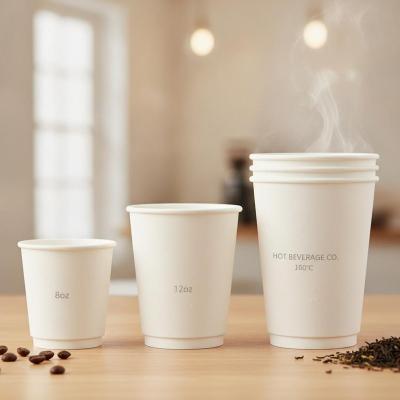 China Food Grade Double PE Coated Paper Cup Heat Resistant 100C Hot Coffee Tea 8oz 10oz 12oz 16oz for sale