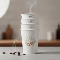 China Bleached White Kraft Paper Cup Thickened Smooth Surface Custom Print Coffee 8oz 12oz 16oz for sale
