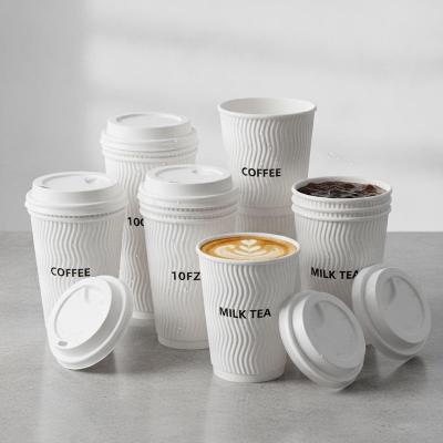 China Commercial Thick Wall Paper Cup Leak Proof Lid Bulk Takeaway Coffee Milk Tea 8oz 10oz 12oz 16oz for sale