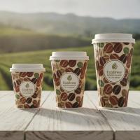 China 360 Degree Full Wrap Printed Paper Cup Custom Logo Biodegradable Coffee 8oz 12oz 16oz for sale
