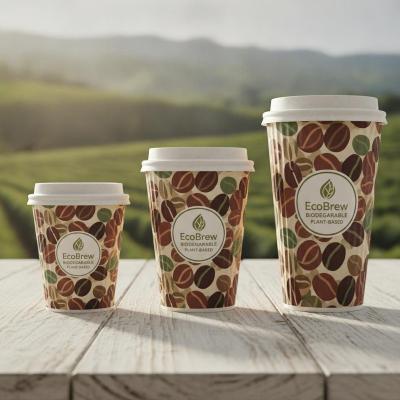 China 360 Degree Full Wrap Printed Paper Cup Custom Logo Biodegradable Coffee 8oz 12oz 16oz for sale