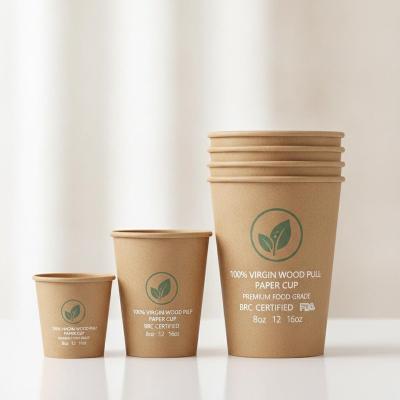 China 100 Percent Virgin Wood Pulp Paper Cup Premium Food Grade BRC Certified FDA 8oz 12oz 16oz for sale