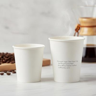 China Premium Virgin Fiber Paper Cup No Recycled Content Pure White Smooth Surface Coffee 8oz 12oz for sale